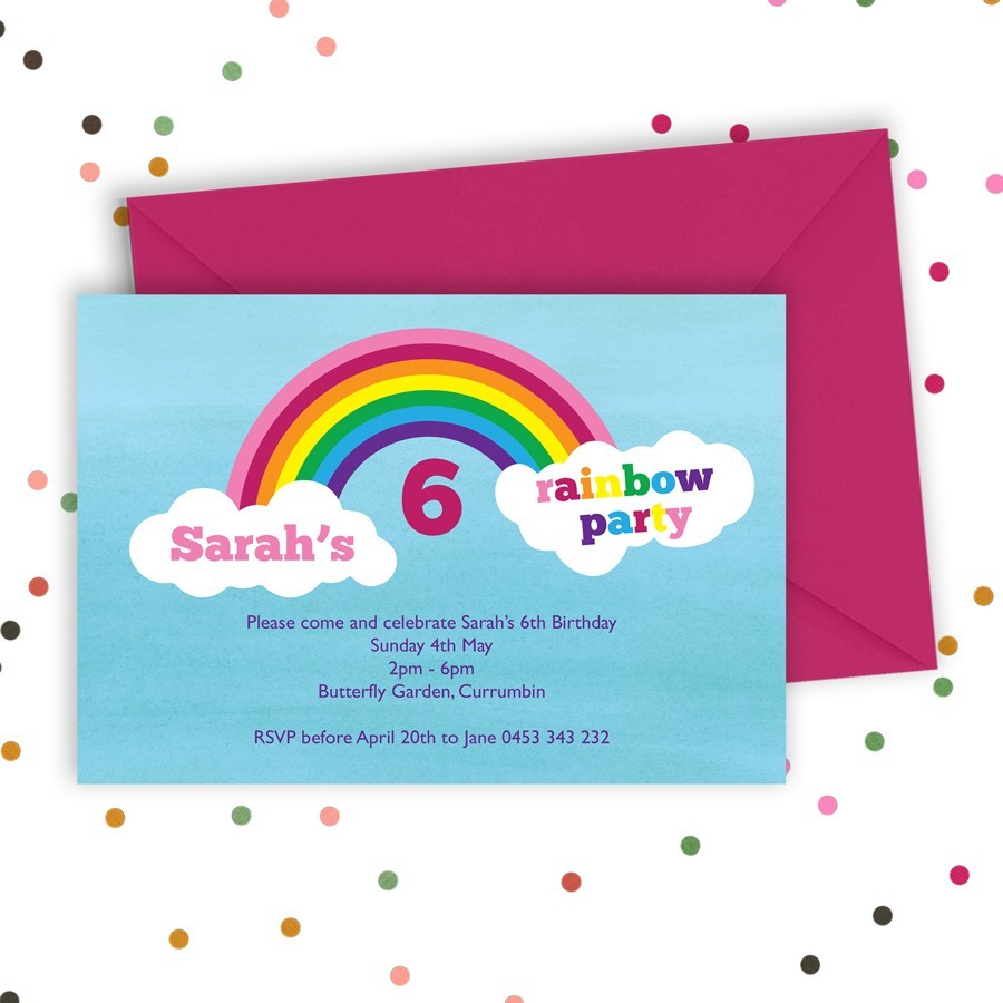 Rainbow Brite Birthday Invitations