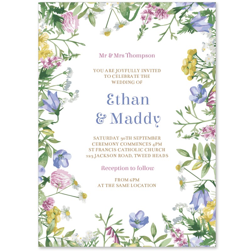 Spring Wildflower Wedding Seating Chart